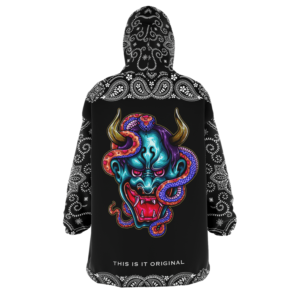 Colorful Tattoo Devil Design with Black Paisley Bandana Sleeve Style X ...