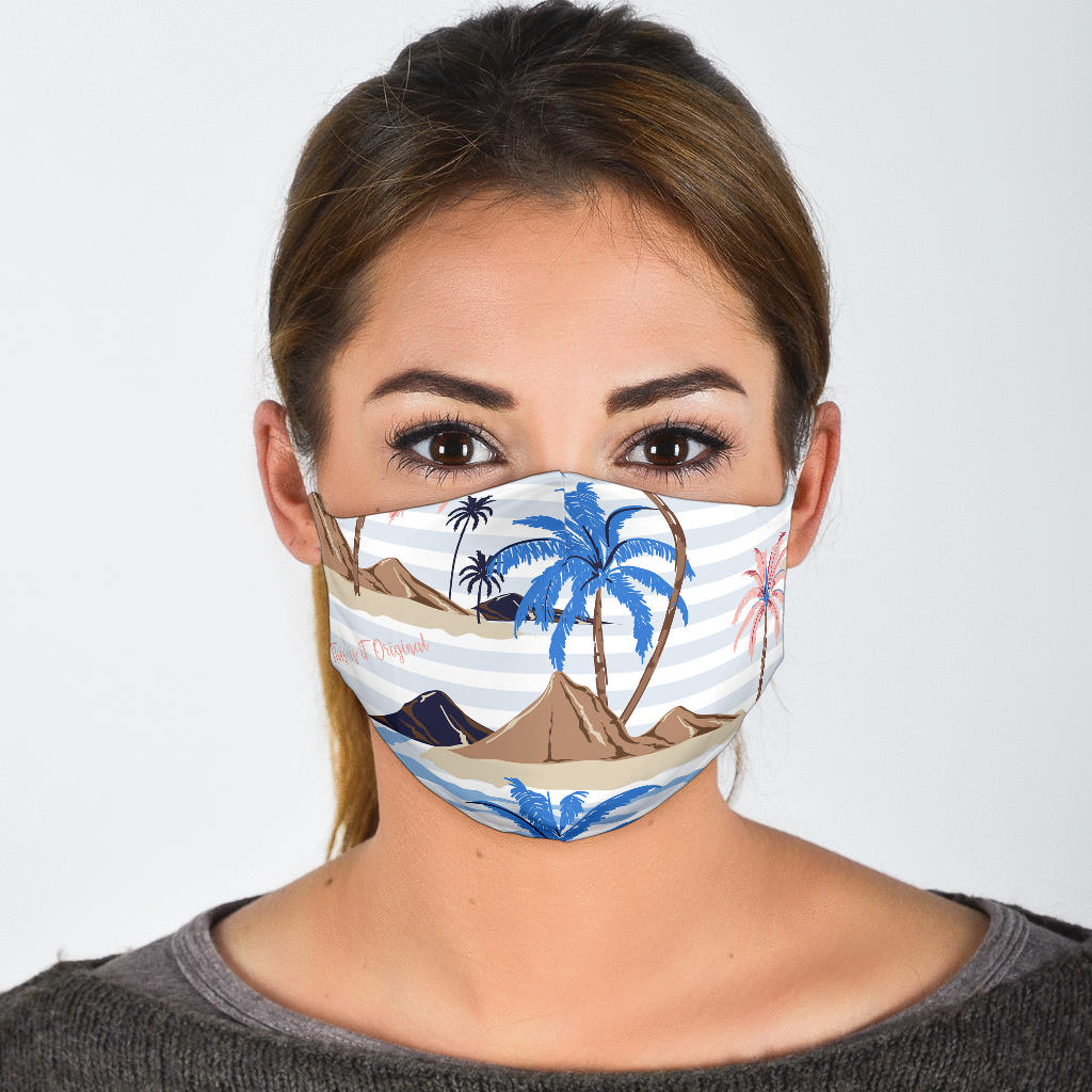 Pink & Blue Palm Tree With Stripes Style Protection Face Mask – This is ...