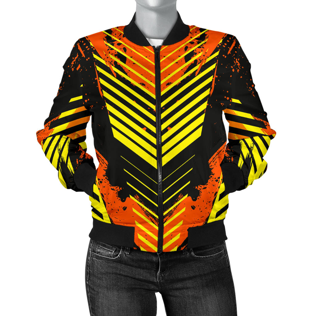 Racing Urban Style Orange & Yellow Women's Bomber Jacket – This is iT ...