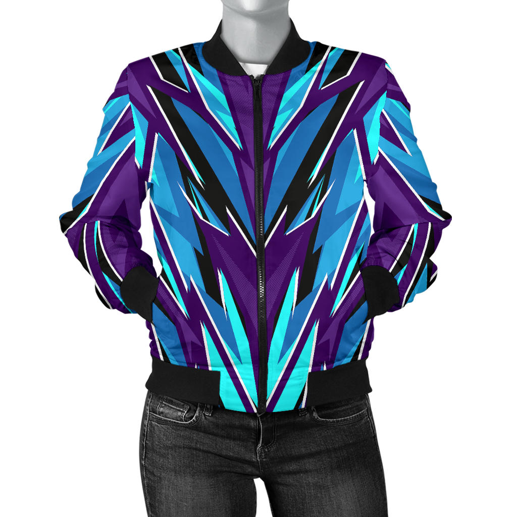 Racing Style Ice Blue & Violet Vibes Women's Bomber Jacket – This is iT ...