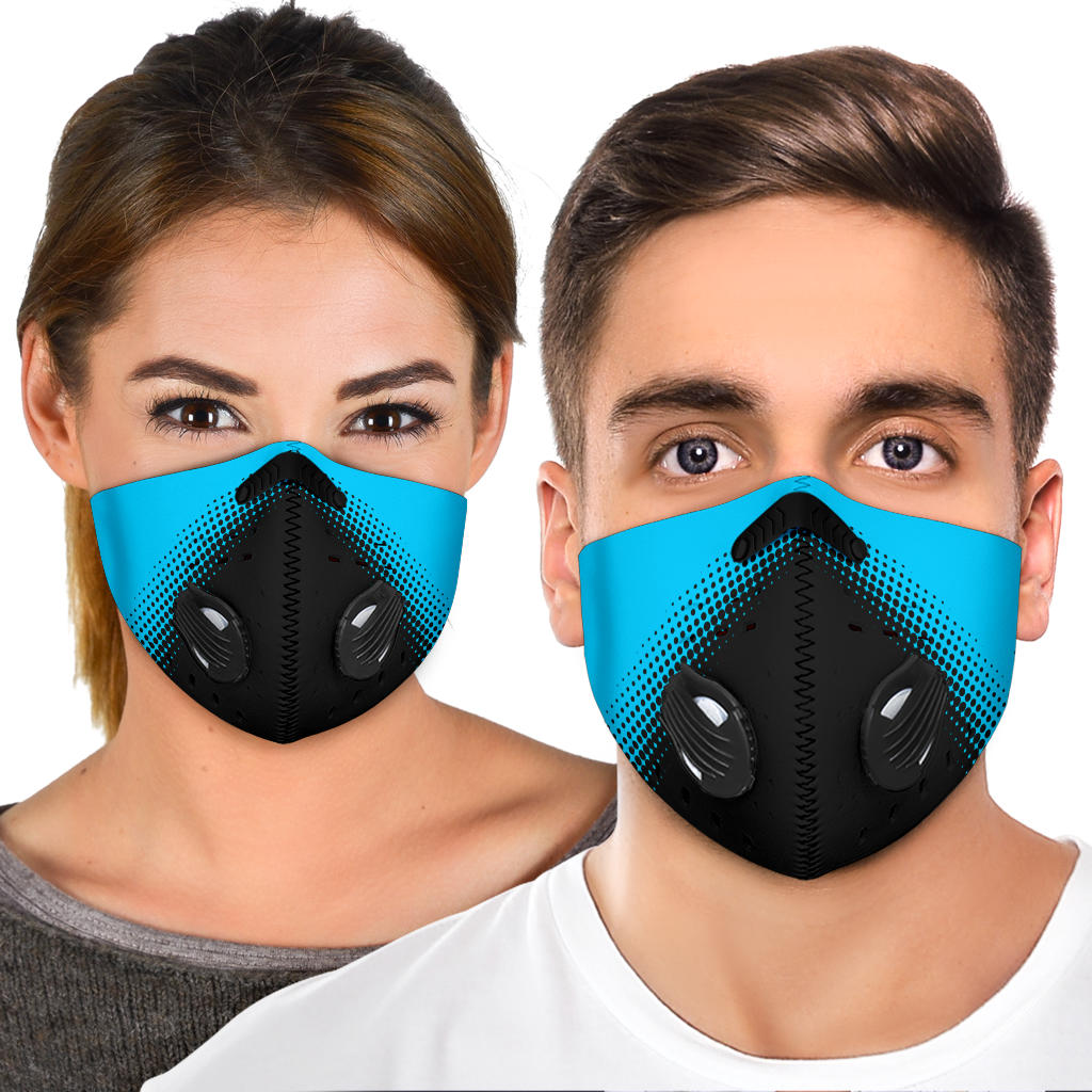 Racing Style Blue & Black Design Two Premium Protection Face Mask ...