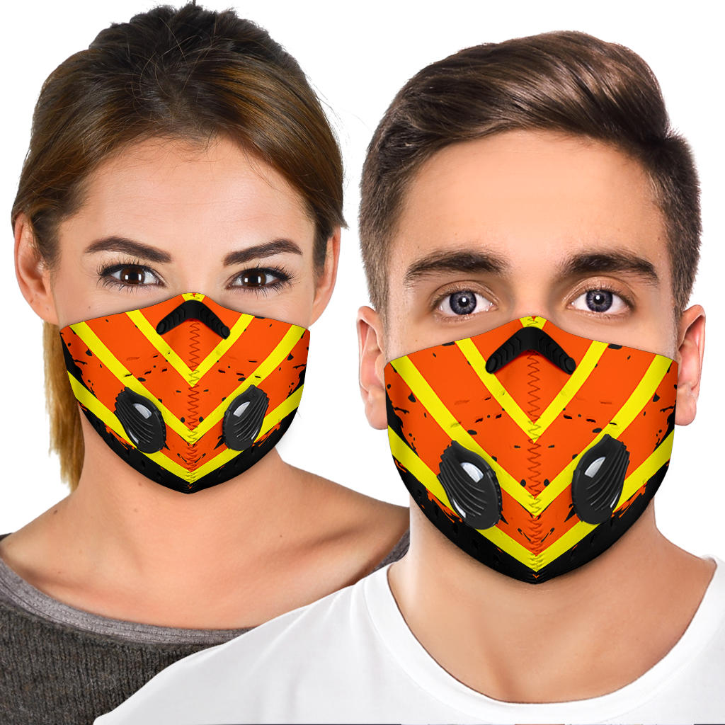 Racing Style Orange & Yellow Stripes One Premium Protection Face Mask ...