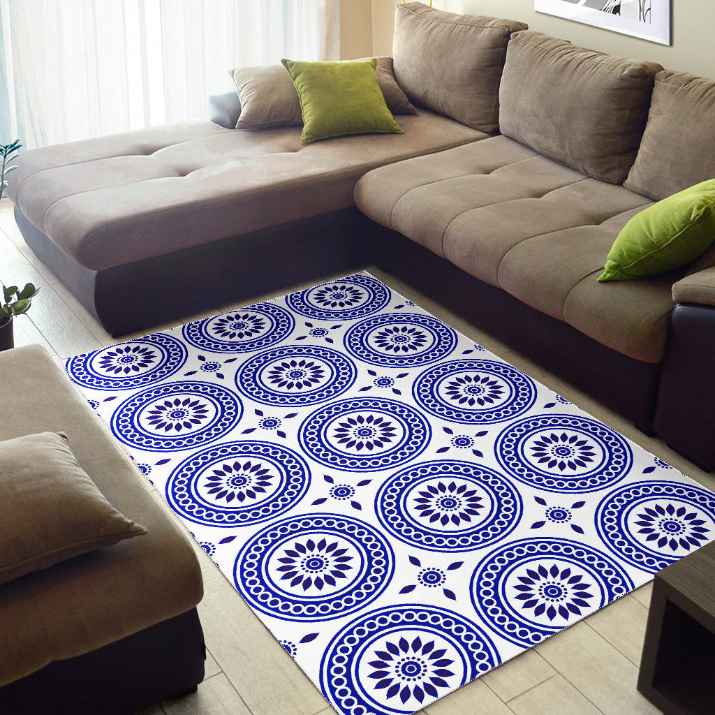 Luxury Traditional White & Blue Ornaments Design Two Area Rug – This is ...