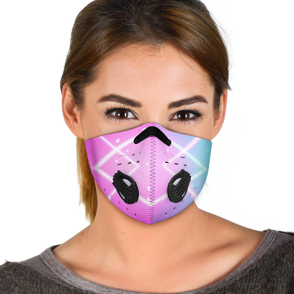 Future Neon Style Pink & Blue Lights Two Premium Protection Face Mask ...