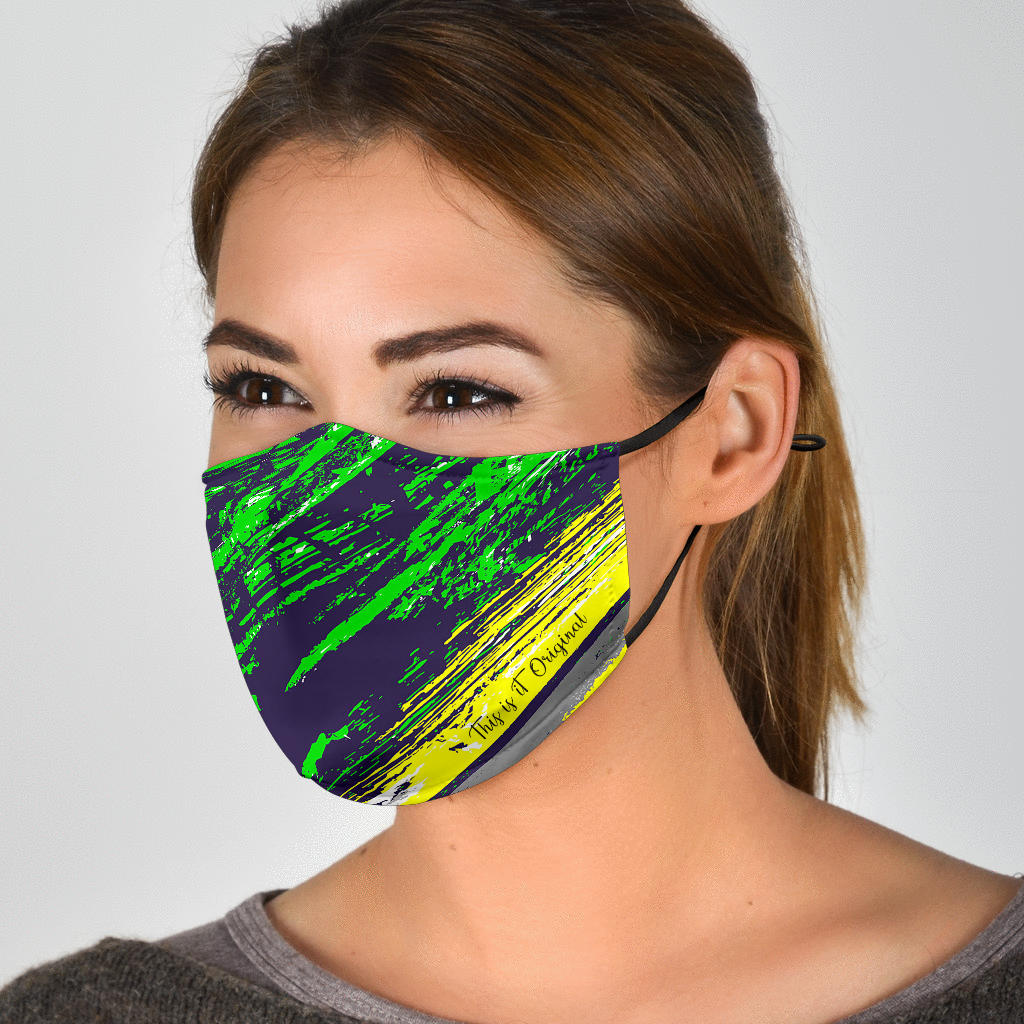 Classic Racing Design Deep Blue & Neon Green Protection Face Mask ...