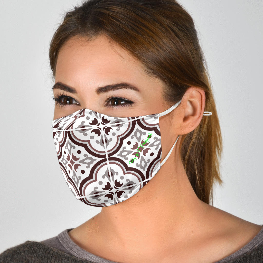 White & Brown Ornamental Design Protection Face Mask – This is iT Original