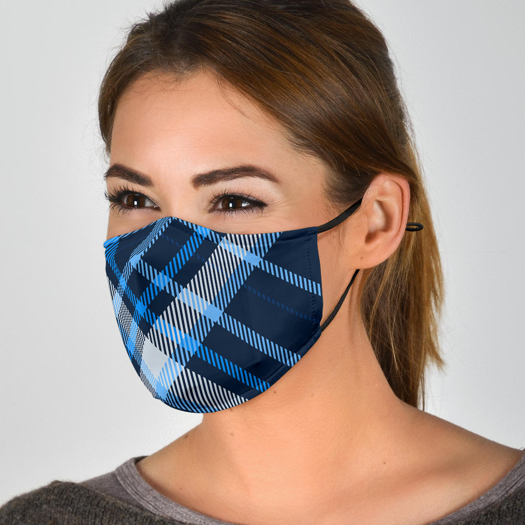 Tartan Design in Super Blue Colors Protection Face Mask – This is iT ...