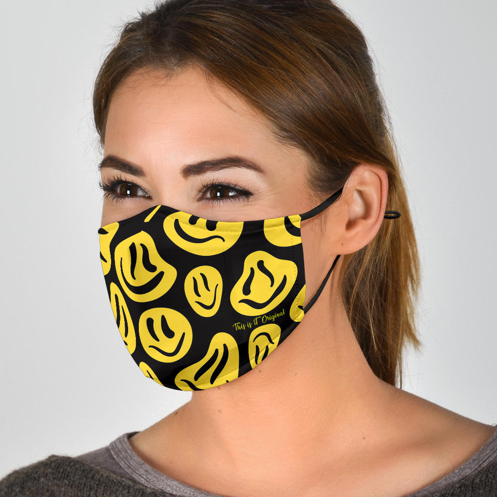 Funny Smile Emoticon Yellow And Hot Yellow Design Protection Face Mask ...