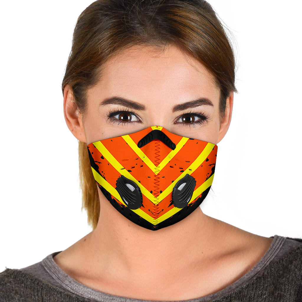 Racing Style Orange & Yellow Stripes One Premium Protection Face Mask ...