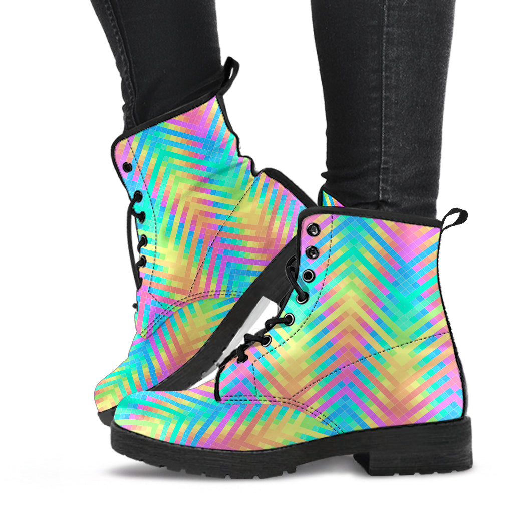 Psychedelic Rainbow Neon Handcrafted Boots – This is iT Original