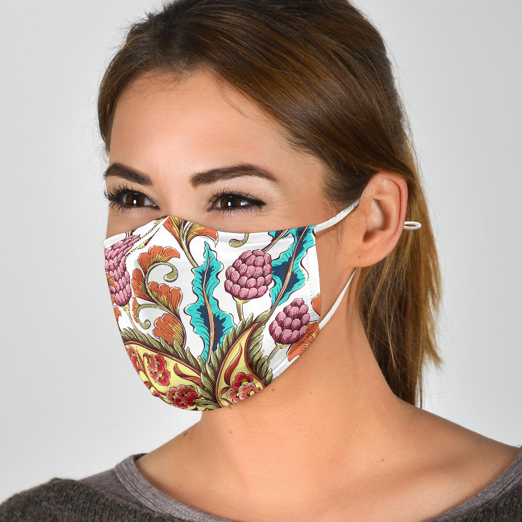 Paisley Floral Design With White Protection Face Mask – This is iT Original