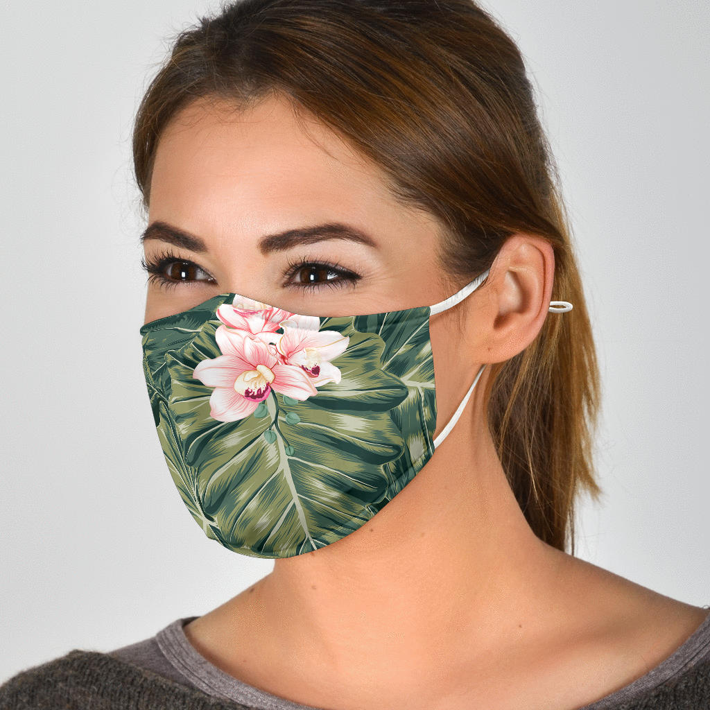 Lovely Tropical Green Leaf & Pink Flower Protection Face Mask – This is ...