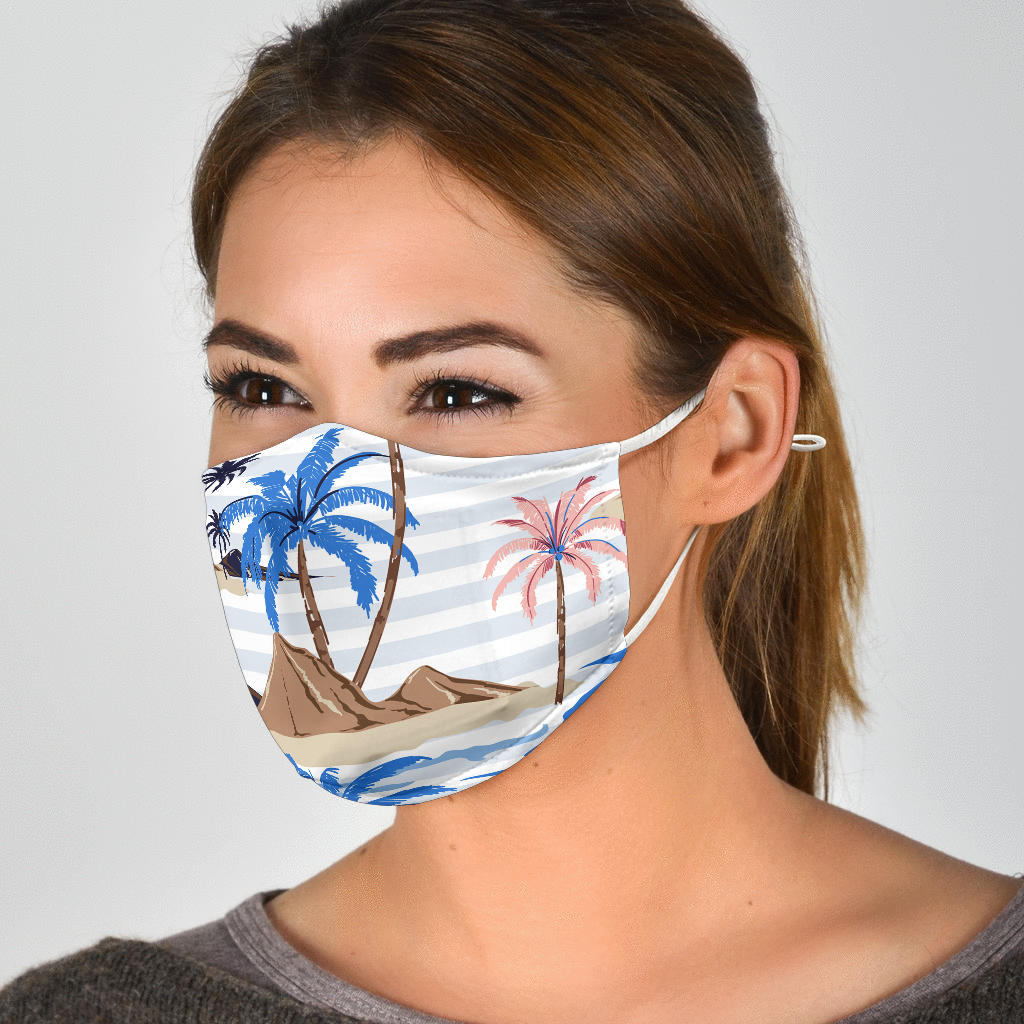Pink & Blue Palm Tree With Stripes Style Protection Face Mask – This is ...