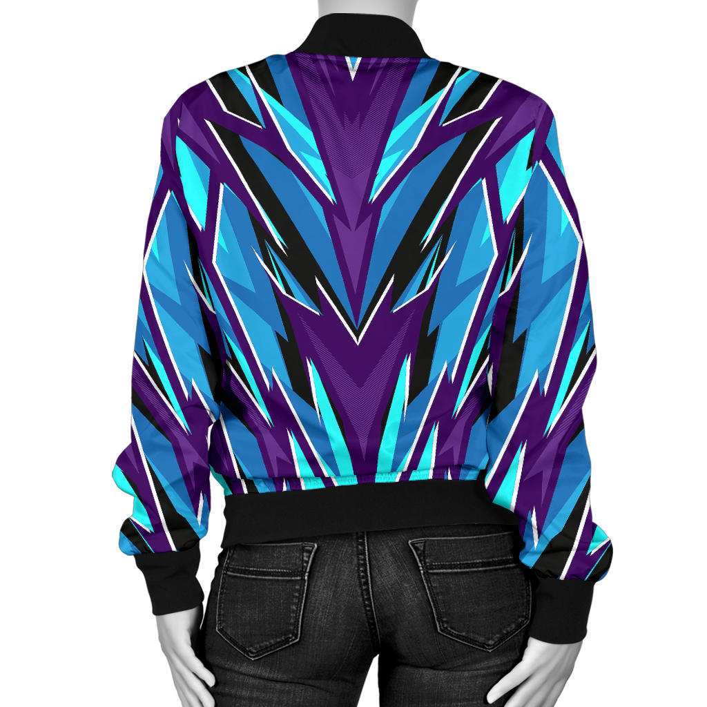 Racing Style Ice Blue & Violet Vibes Women's Bomber Jacket – This is iT ...