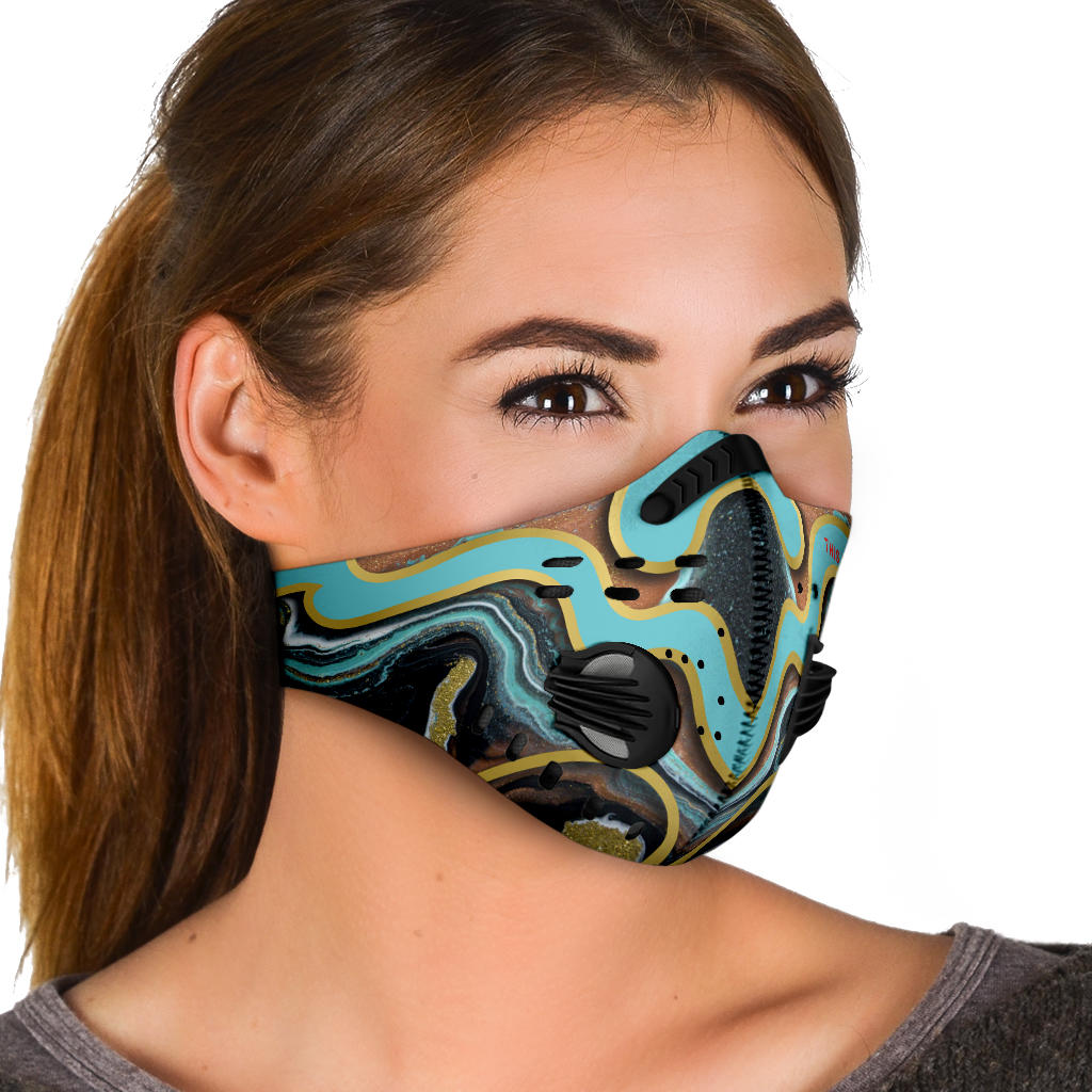 Luxury Light Blue & Gold Marble Design Premium Protection Face Mask ...