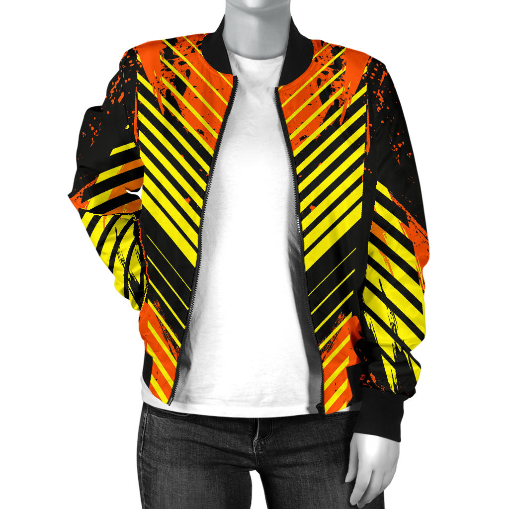 Racing Urban Style Orange & Yellow Women's Bomber Jacket – This is iT ...