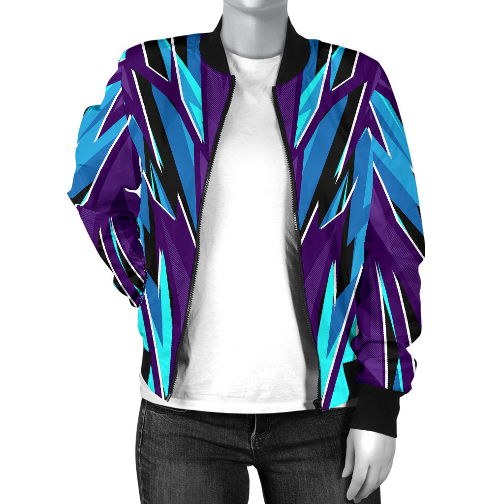 Racing Style Ice Blue & Violet Vibes Women's Bomber Jacket – This is iT ...