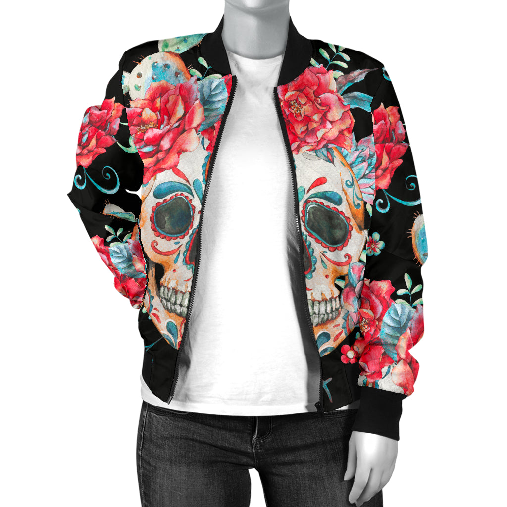 Romantic Flower Skull Women's Bomber Jacket – This is iT Original