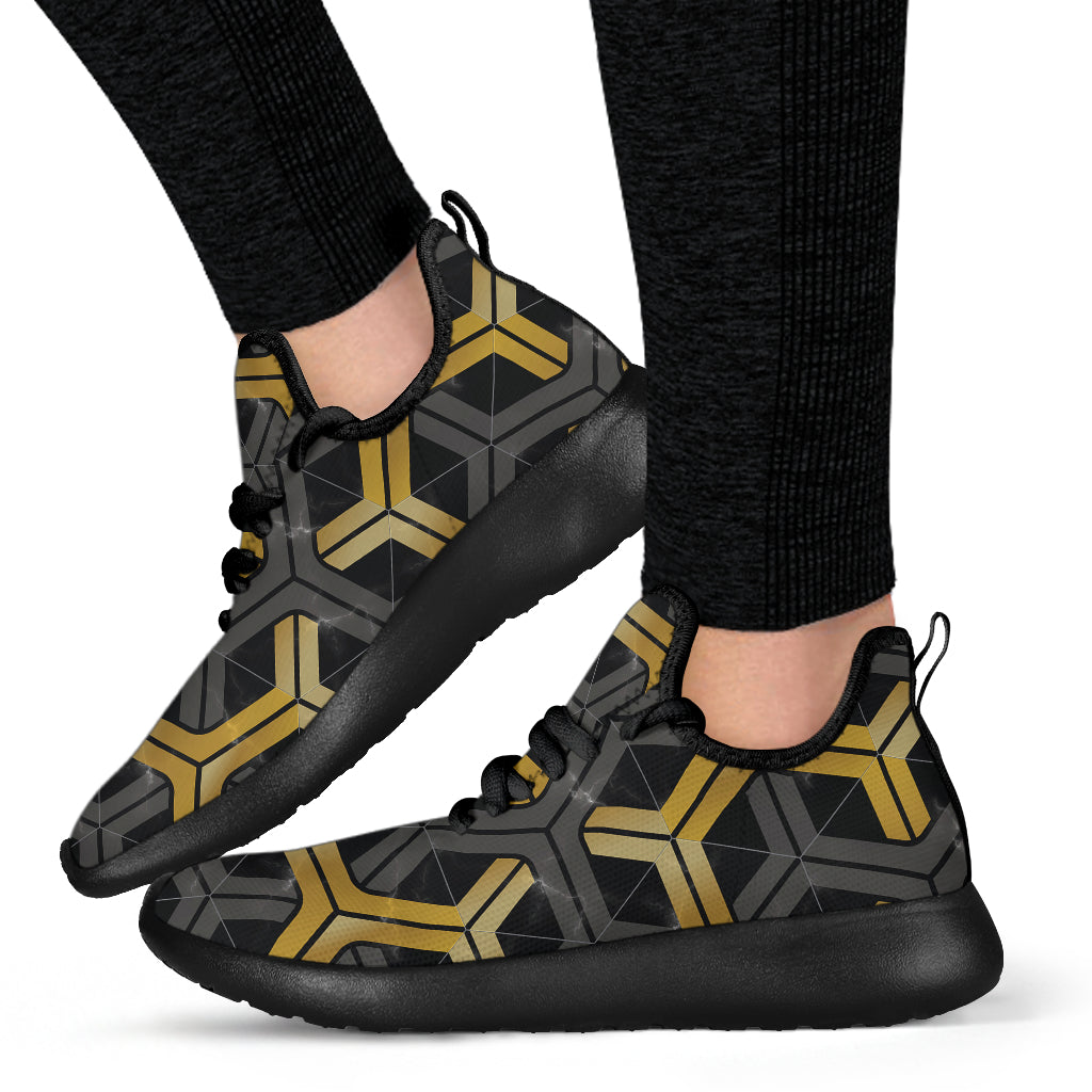 Golden & Grey Hexagon Geometric Mesh Knit Sneakers – This is iT Original