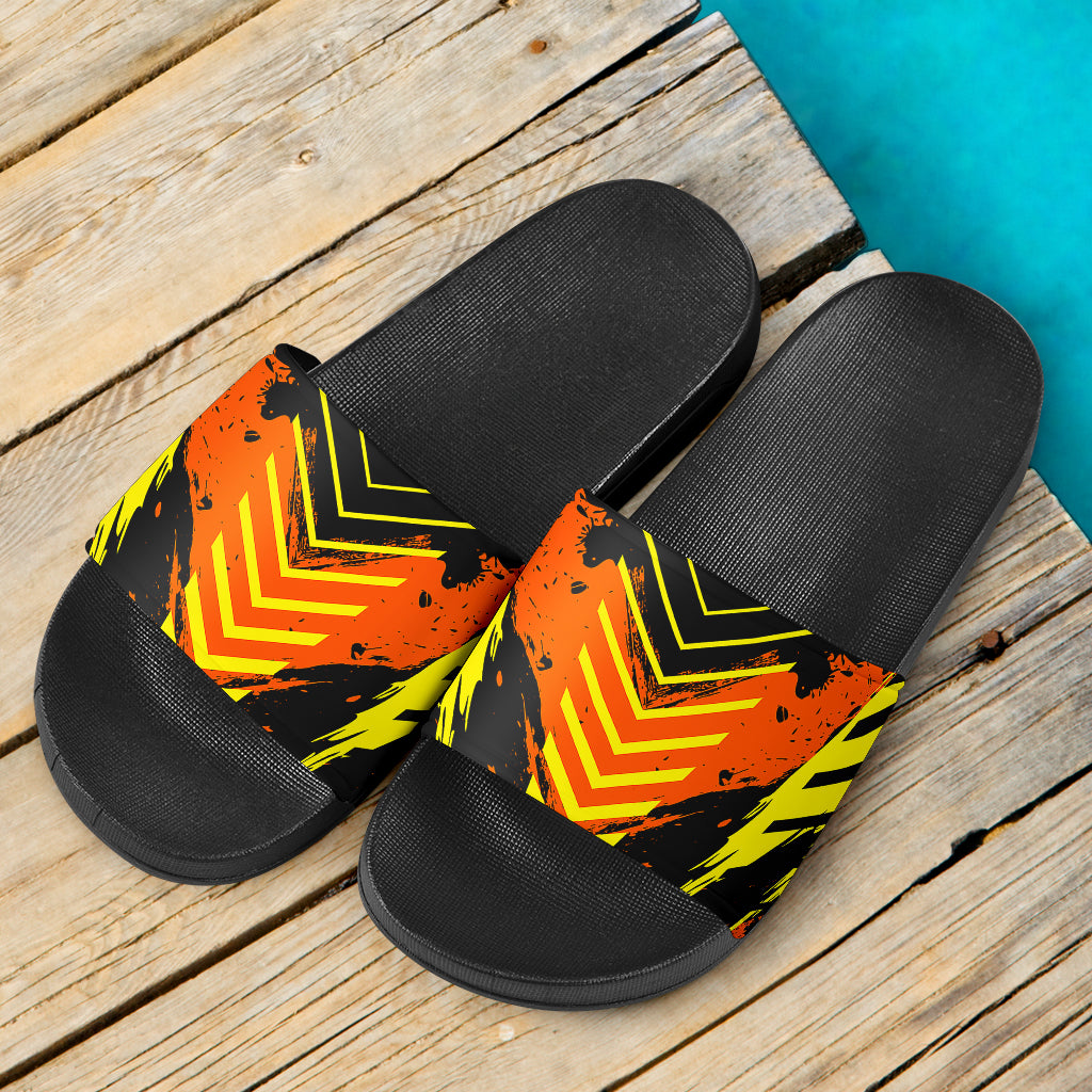 Racing Style Neon Orange & Black Vibes Slide Sandals – This is iT Original