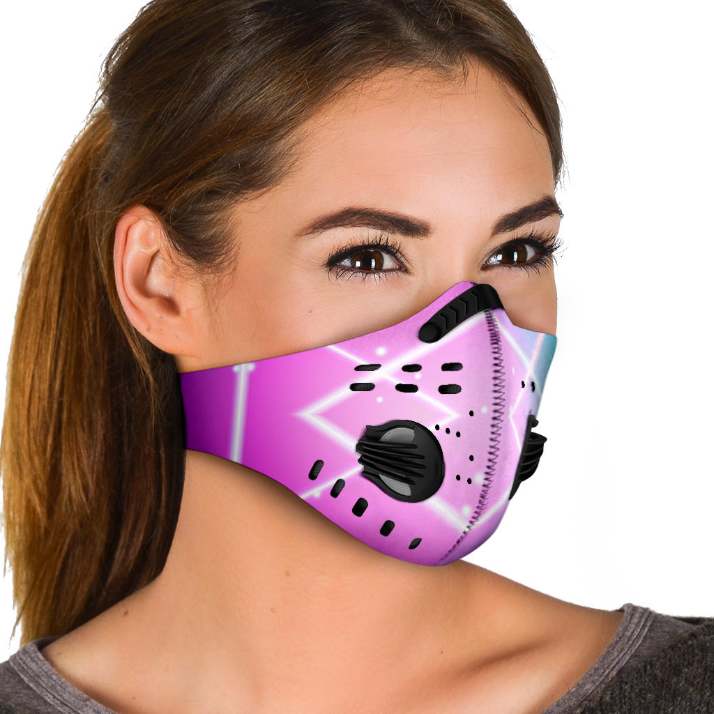 Future Neon Style Pink & Blue Lights Two Premium Protection Face Mask ...