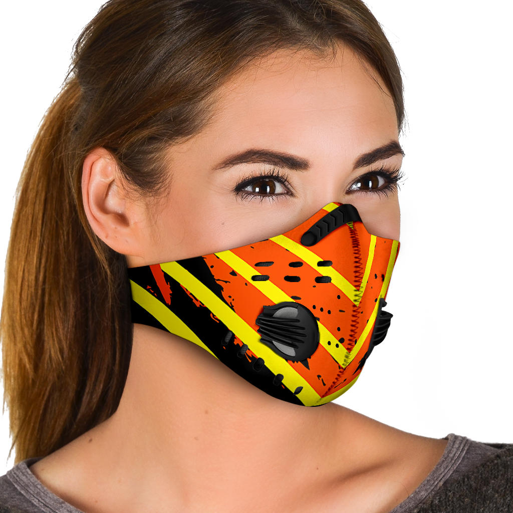 Racing Style Orange & Yellow Stripes One Premium Protection Face Mask ...