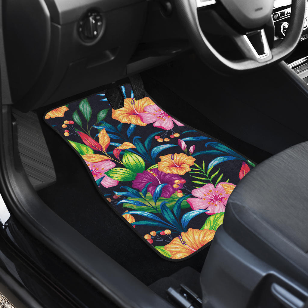 Dark Blue Tropical Floral Design Front Car Mats – This is iT Original