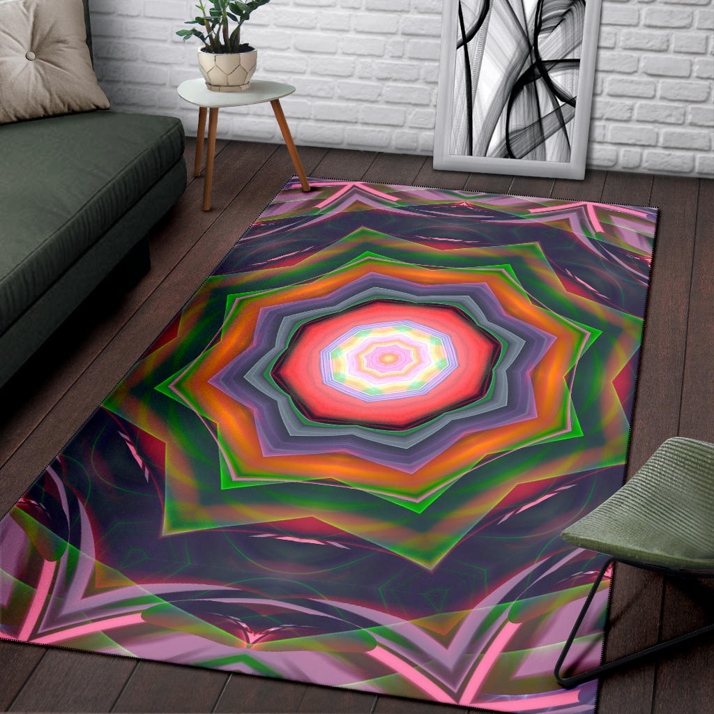 Psychedelic Style Mandala Design One Area Rug – This is iT Original