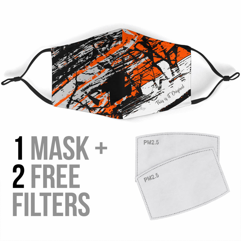 Classic Racing Design Black & Neon Orange Protection Face Mask – This ...